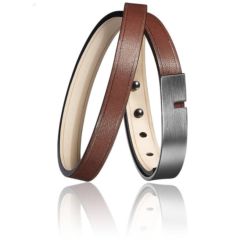 Bracelet U-Turn Twice Cuir Fauve Ingrassato - Ursul - Ocarat