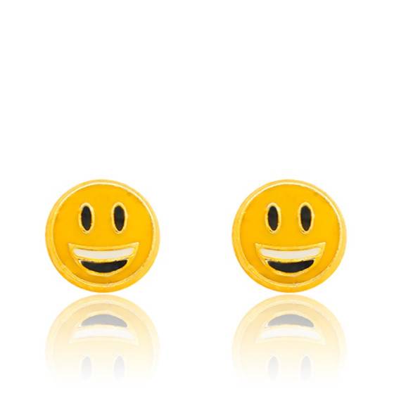 Boucles d'oreilles smiley email & or jaune - Bambins - Ocarat