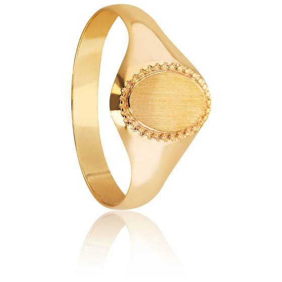 Chevalière Or Jaune 375, 6 x 9,50 mm couronne perlée - Ocarat