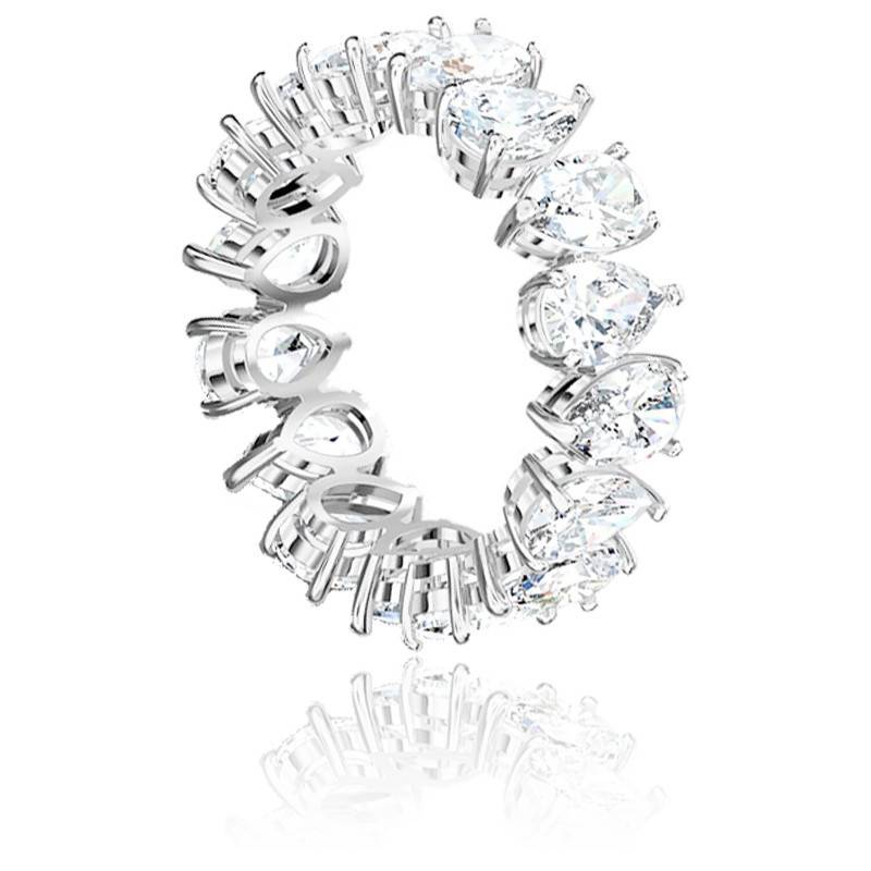 Bague vittore pear, blanc, métal rhodié - Swarovski - Ocarat