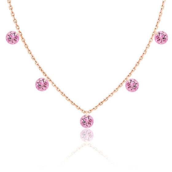 Collier 5 Saphirs Roses Percés & Or Rose 750 - Demetra - Ocarat