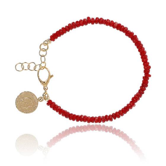 Bracelet plaqué or coraux rouges - Etrusca Gioielli - Ocarat