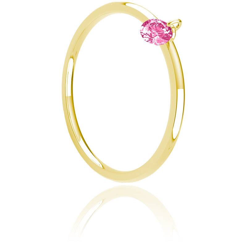 Bague Or Jaune 750 lisse saphirs roses percés - Demetra - Ocarat