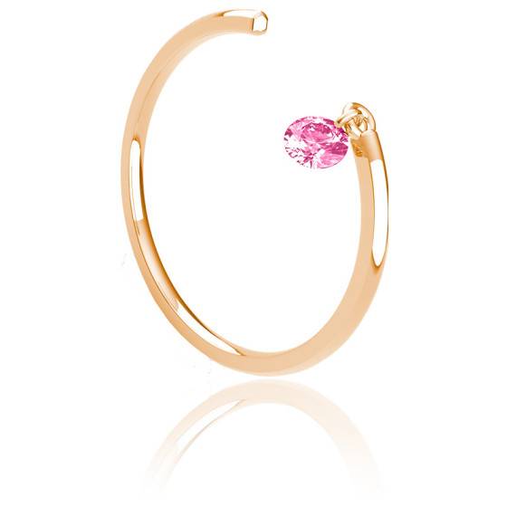 Bague Or Rose 750 ouverte saphirs rose percés - Demetra - Ocarat