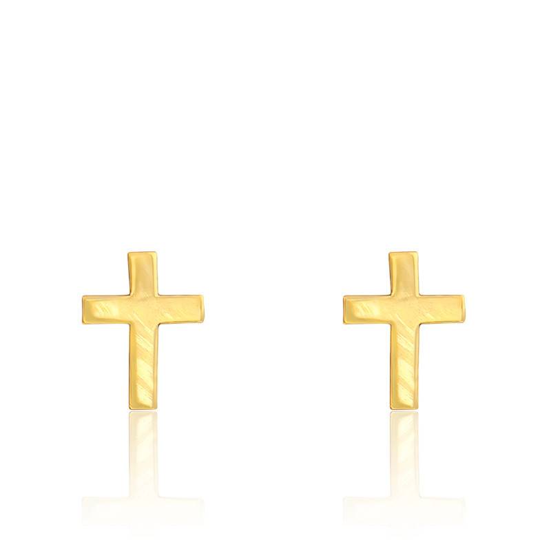 Boucles d'oreilles croix Or Jaune 375 - Bambins - Ocarat