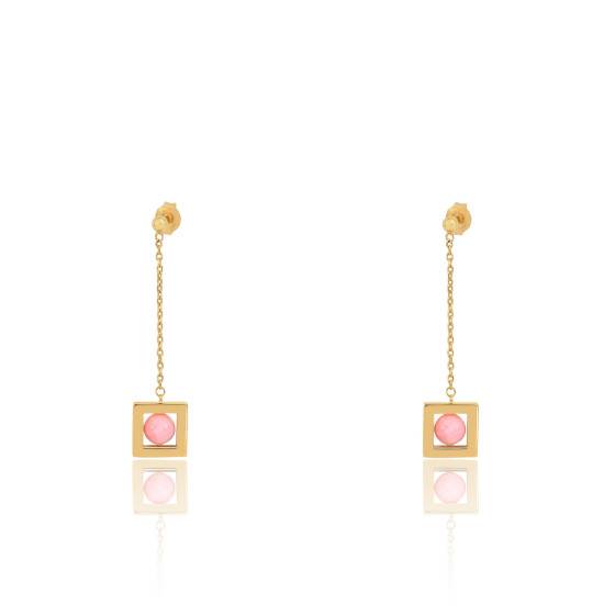 Boucles Balancelle Corail Rosé & Plaqué Or - Skalli - Ocarat