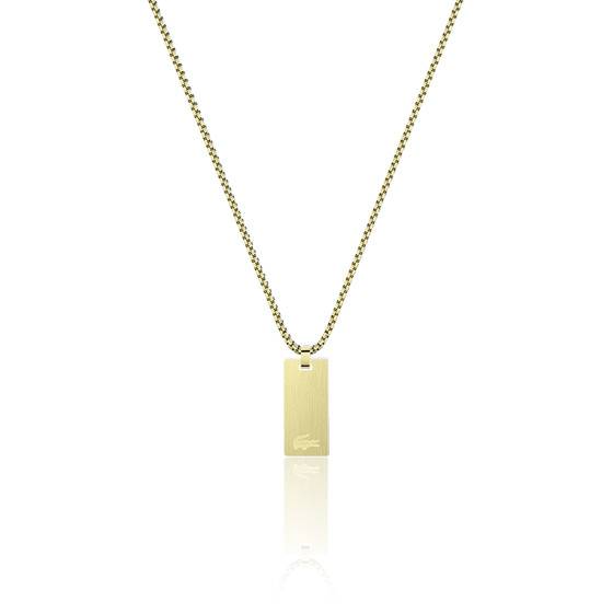 Collier Plaque en Acier Doré - 2040090, 55,90 cm - Lacoste - Ocarat