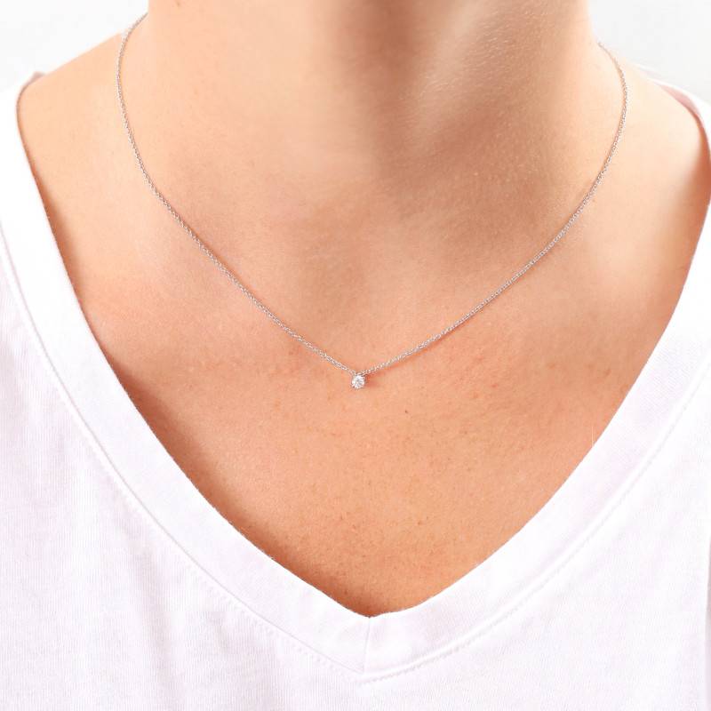 Collier Diamant 0,15 ct & Or Blanc 750 40 cm - Diamond Lady - Ocarat