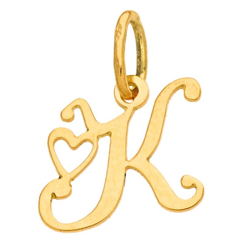 Pendentif Lettre K & Coeur en Or Jaune 750 - Bambins - Ocarat