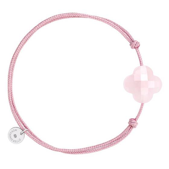 Bracelet Cordon Rose Trèfle Quartz Rose - Morganne Bello - Ocarat
