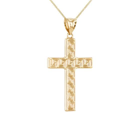 Pendentif Croix à Clé Grecque en Or Jaune 375 - Vandona - Ocarat