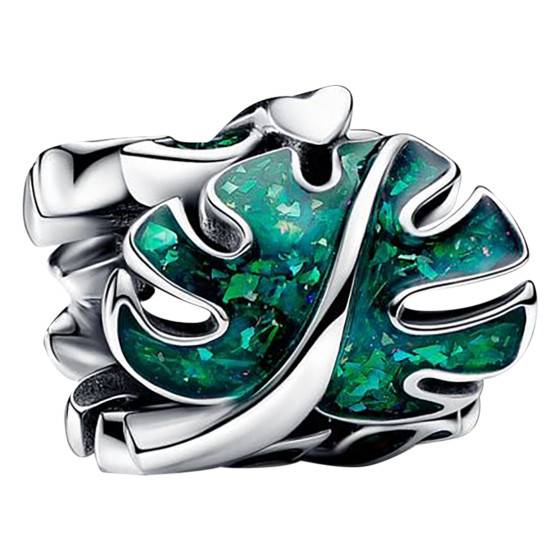Charm Feuilles de Monstera Vert & Argent 925 - Pandora - Ocarat