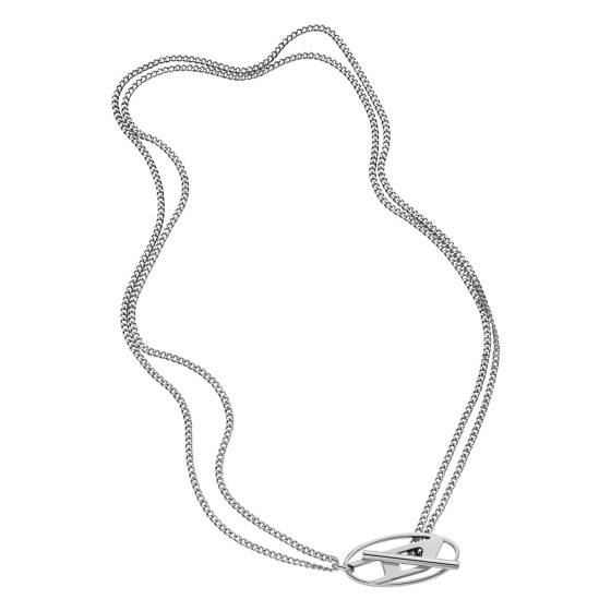 Collier D Logo Double Chaîne Acier 45 cm DX1534040 - Diesel - Ocarat
