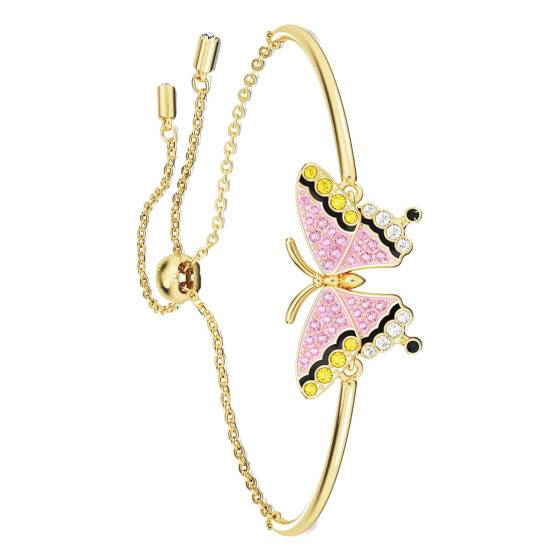 Jonc Idyllia Papillon Rose Cristaux Doré 5670053 -Swarovski - Ocarat