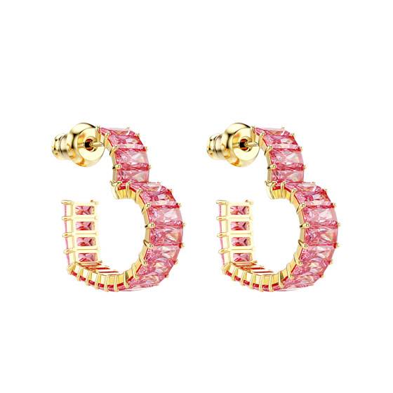 Créoles Coeurs Métal Doré Cristaux Roses 5706340- Swarovski - Ocarat