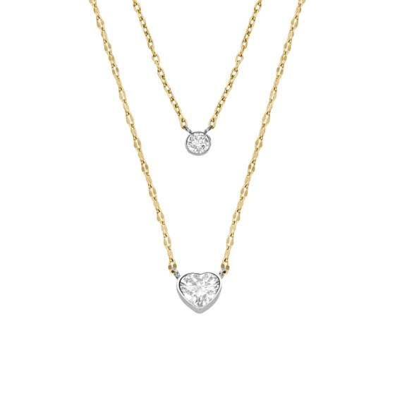 Collier Sadie Bicolore Double Chaine -JF04357998-Fossil - Ocarat