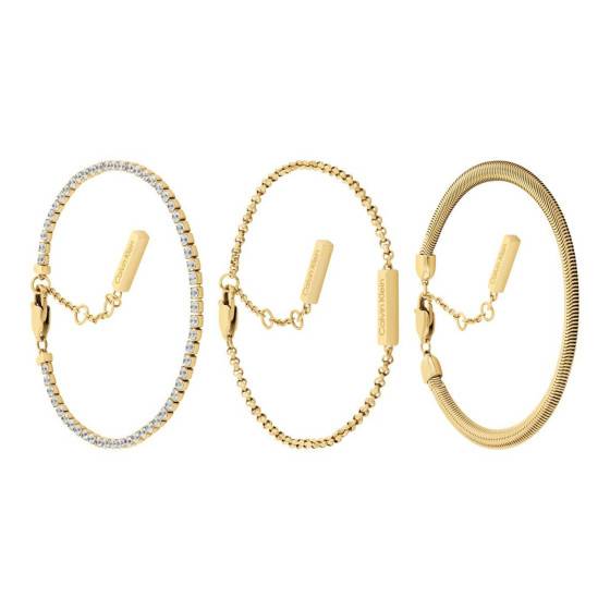 Trio de Bracelets Timeless Acier Doré, 17 cm - Calvin Klein - Ocarat