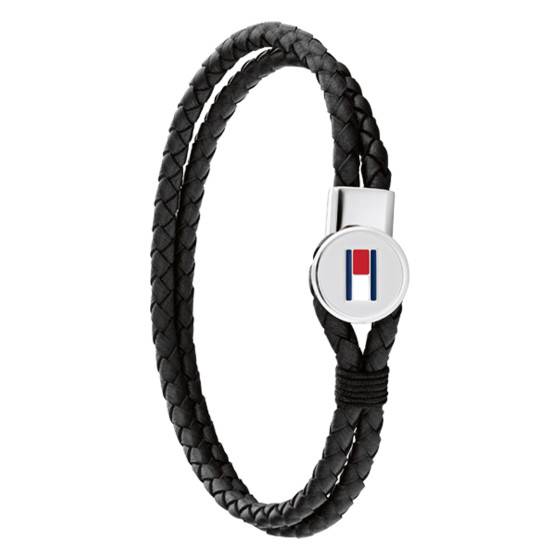 Bracelet Bruce Leather Cuir Noir, 17,5 cm -Tommy Hilfiger - Ocarat