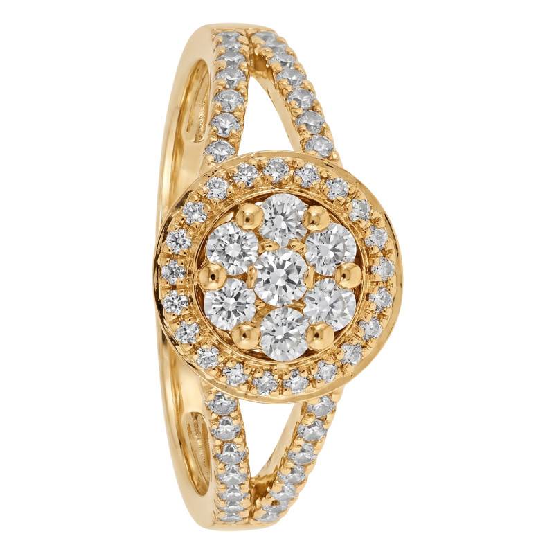 Floral Halo Engagement Ring 375/1000 Yellow Gold Lab-Grown Diamonds ...